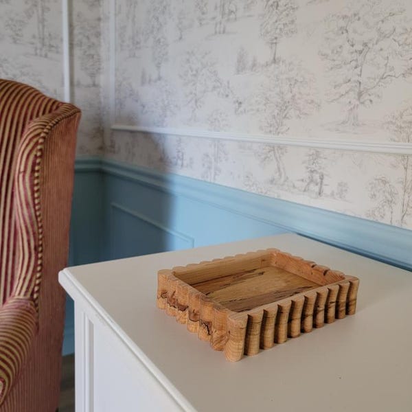 Scallop Edge Coffee Table Tray, Scallop Tray, Trinket Tray, Scallop ...