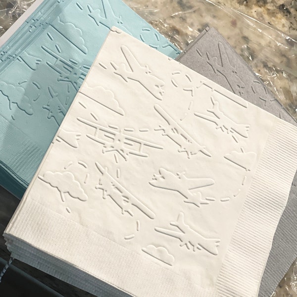 Airplane Napkin Embossed Paper Napkin Party Birthday Airplane Travel ...