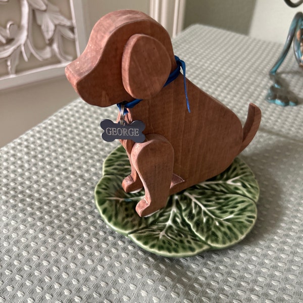 Handcrafted Wooden Standing Lab, Sculpture Rustic Decorative Wooden 3D ...