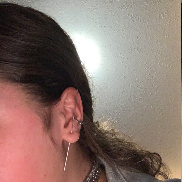 Ear Pin Cuff Smooth Earrings or Ear Spear / 18 Gauge / 14k Yellow or ...