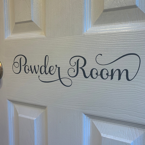 Powder Room Vinyl Decal, Bathroom Door Decor - Etsy