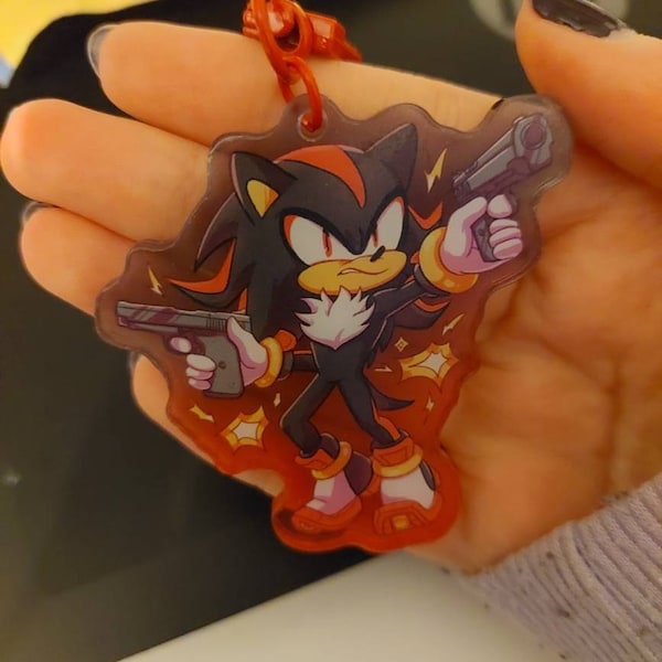 Sonic Inspired Colourful Gradient Acrylic Keychains Charms Shadow ...