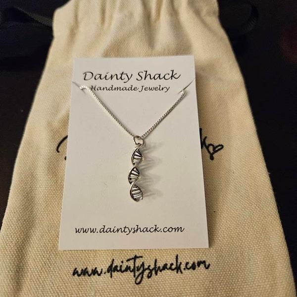 DNA Necklace - Sterling Silver Helix Necklace - Double Helix, Biology ...