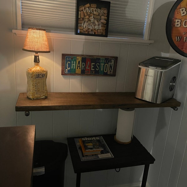 Narrow Floating Wood Desk: 11.25" Deep Home Office Shelf With Hidden ...