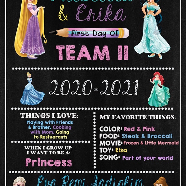 Princess First Day of School Sign, Back to School Sign, Princess Fist ...