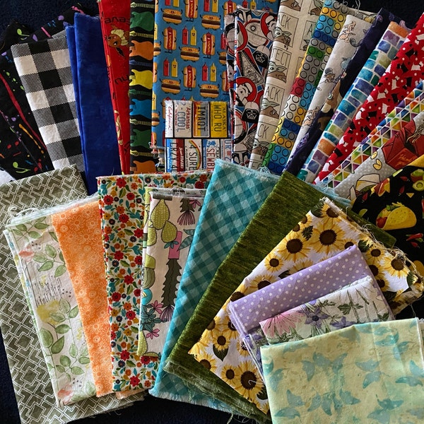 Fabric Scrap Bundle 100% Cotton Scraps Pieces Random Assortment Novelty ...