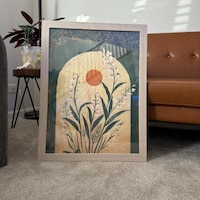 Sunflower Sun Art Poster Mystical Folk Art Illustration Flowery ...