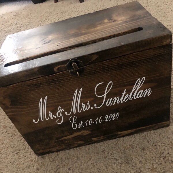 Locking Wood Card Box for Wedding, Graduation, Party, Shower, Reception ...