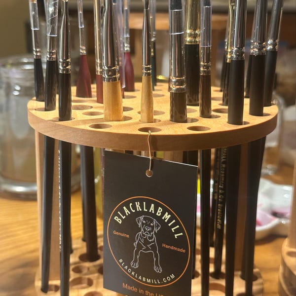 Rotating Paint Brush Holder Set, Handmade Paintbrush Holders - Etsy