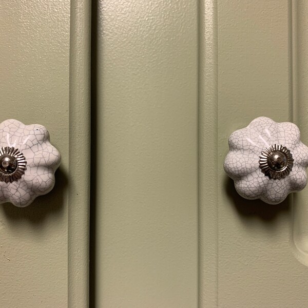 Blue and White Flat Ceramic Knobs Kitchen Cabinet Drawer Knobs Hardware Knobs Drawer Pulls ...