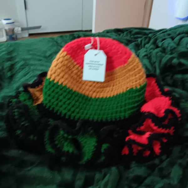 Handcrafted Crochet Ruffle Ruffle Hat- Rastafarian-themed - Etsy