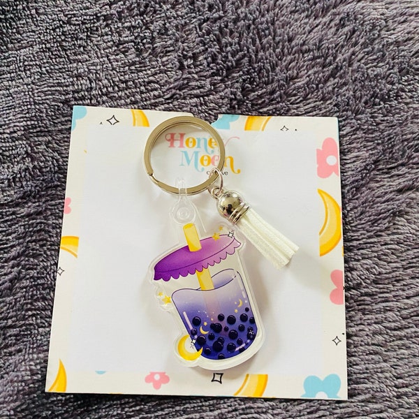 Moon Bubble Tea Keychain | Kawaii Keychain | Keychain Gifts | Bubble ...