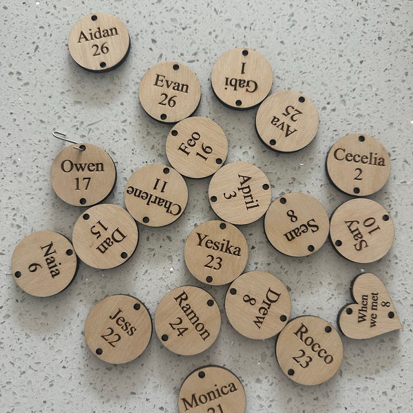 Engraved Wood Tags for Hanging Birthday Calendar, Personalized Family ...