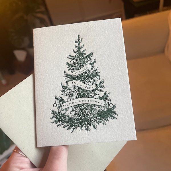 Letterpressed Christmas Tree Note Card Pack of 10 - Etsy