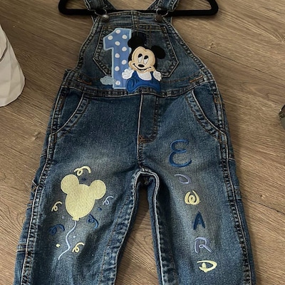 Baby Mickey Mouse Personalized First Birthday Overalls or - Etsy