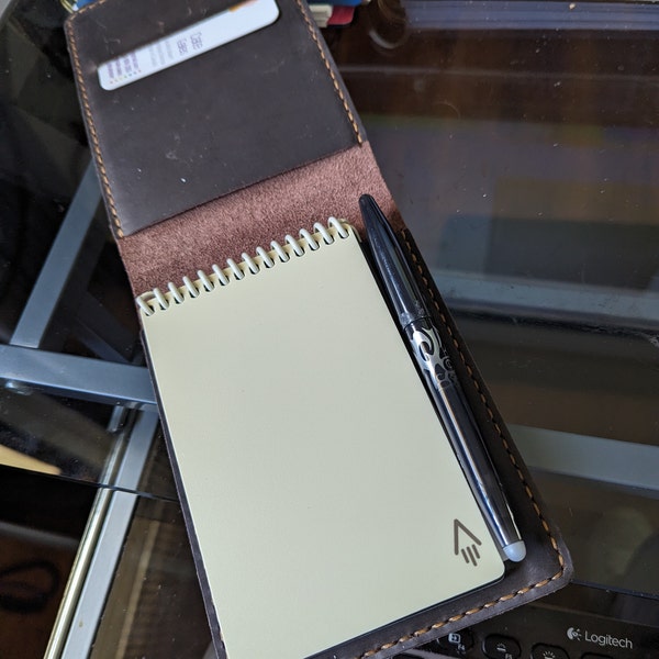 Personalized Genuine Leather Notepad Cover for 3.5"x5.5" Top Spiral ...