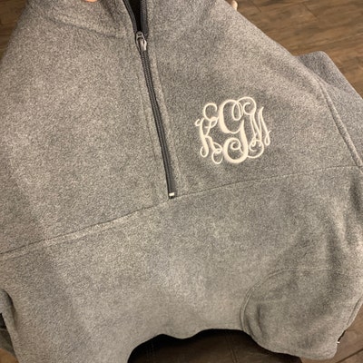Monogrammed Pullover Quarter Zip Fleece Jacket, Personalized Fall ...