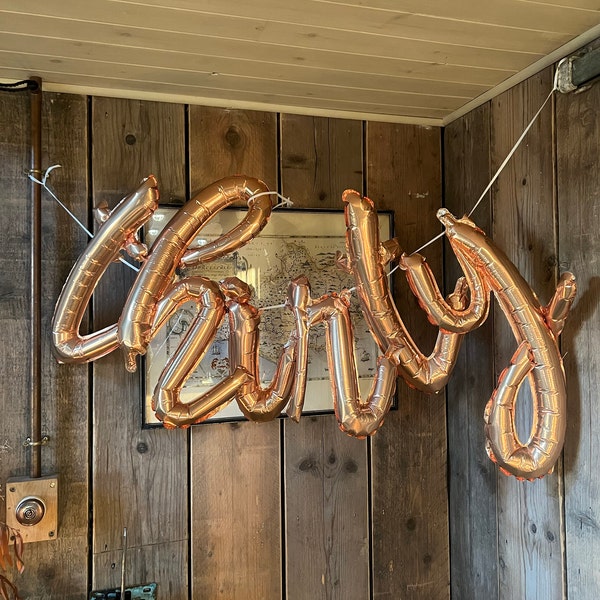 Rose Gold Custom Name Balloons, Personalized Cursive Letter Balloons ...