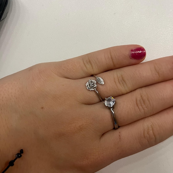 Rose Wrap Ring in Sterling Silver, Flower Ring, Silver Rose Ring ...