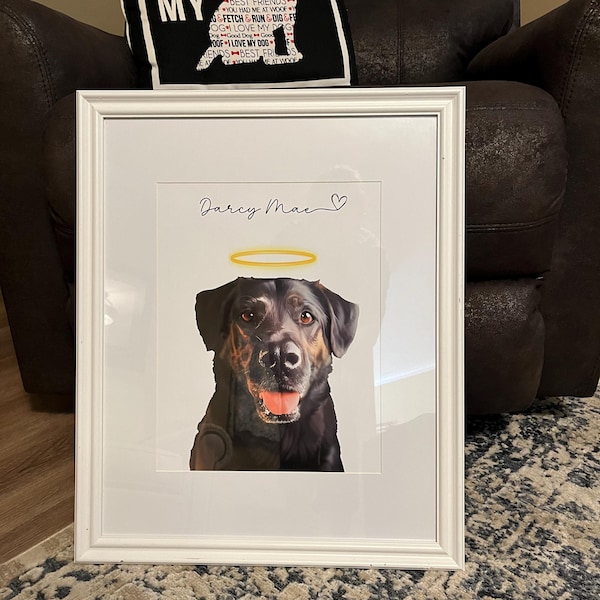 In Memory of Dog Portrait From Photo DIGITAL DOWNLOAD Pet Memorial Gift ...