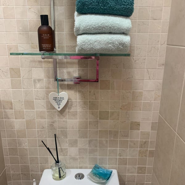 Wave in a Box Fused Glass Wave Wall Art Sun 25x25cm(10"), Turquoise ...