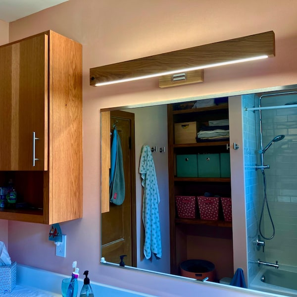 Tio Linear Vanity Modern Bathroom Lamp Wood Beam Scandi Lighting Modern ...