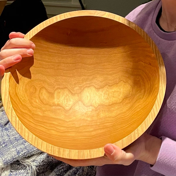 12" Solid Cherry Wood Bowl, Food Safe, Traditional Design - Etsy