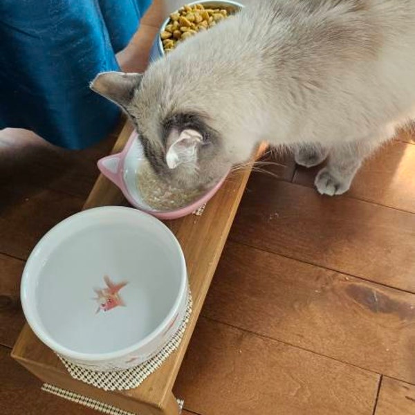 Farmhouse Cat Food Tray | Elevated Feeding Station - Etsy