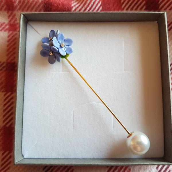 Porcelain Forget Me Not Pin Brooch/wedding Brooch/ Blue Flower Brooch ...