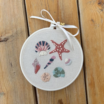 Seashell Embroidery Pattern, Intermediate Tutorial, Beach Hand ...