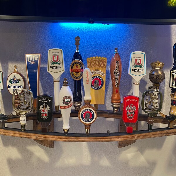 Oak Whiskey Barrel Stave 10 Beer Tap Handle Wall Display With Hole and ...