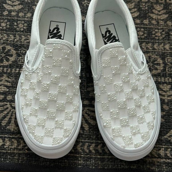 Vans Wedding/bachelorette Shoes With Pearls - Etsy