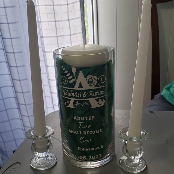 Glass Unity Candle Holder Set Wedding Unity Candle Set Pillar Candle ...