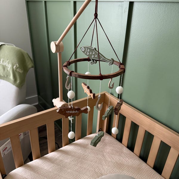 Bass Fishing Crib Mobile: Woodsy Nursery Decor - Etsy