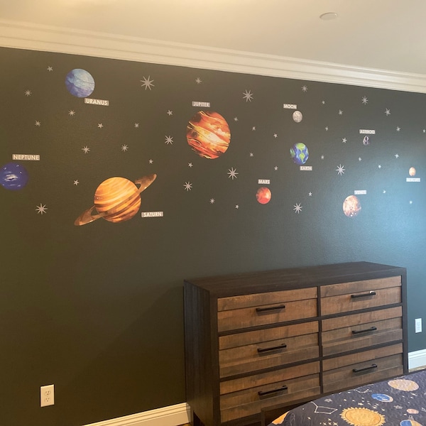 Planets Wall Vinyl Decal, Nursery Wall Decal, Galaxy Solar System ...