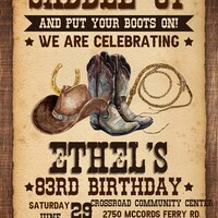 Editable Country Western Invitatation, Cowboy Birthday Invitation ...