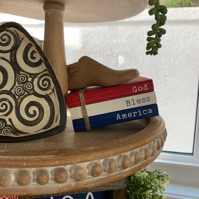Patriotic Book Stacks Summertime Book Bundles USA Decor Farmhouse Book ...