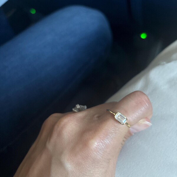 Baguette Ring, Rectangle Ring, Bezel Set Ring, Bezel Set Engagement ...