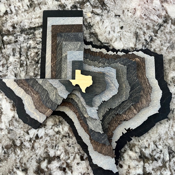 Texas Stacked State Wood 3D Table Art, Wall Art, Multi-color Available ...