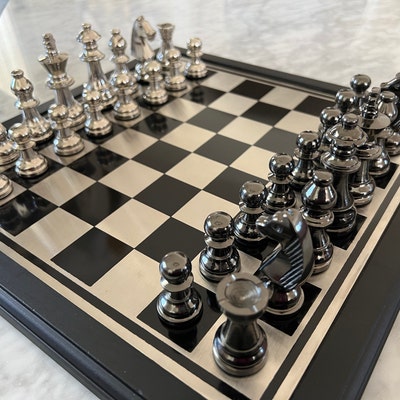 Modern Gold & Silver Metallic Chess Set With Pieces Large - Etsy
