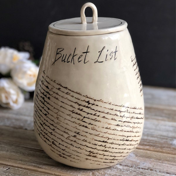 Handmade Ceramic Vision Bowl — Personalized Bucket List Jar With Lid ...