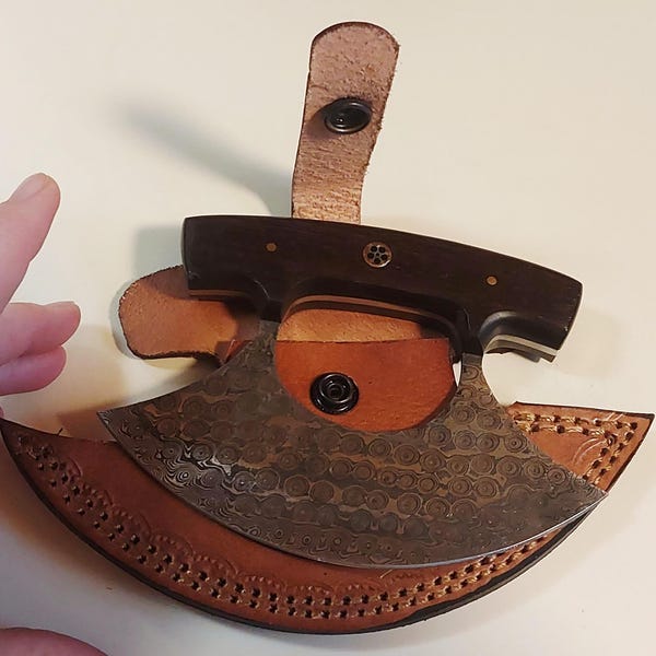 Hand Forged Damascus Steel Ulu Knife, Kitchen Knife, Ulu Chef Knives ...