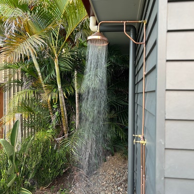 Unlacquered Solid Copper Rain Shower Head, Large Round Handcrafted ...