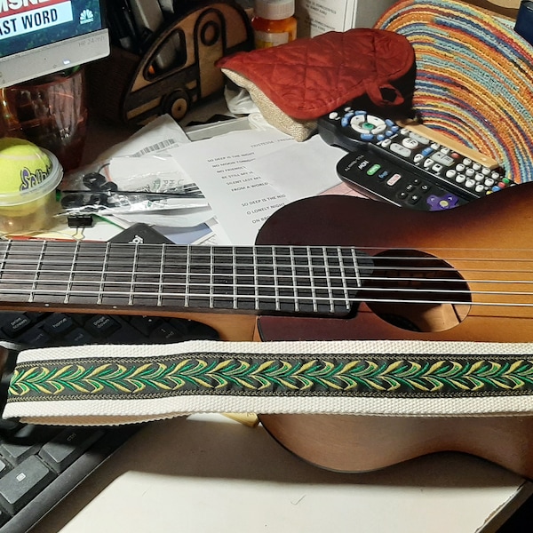 Handmade, 2 Inch Width, Cotton, Cute Comic Cat Guitar Strap, Bass Strap ...