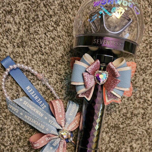 SEVENTEEN SVT Caratbong Ribbon Bow Keychain Pendant Light Stick Lanyard ...