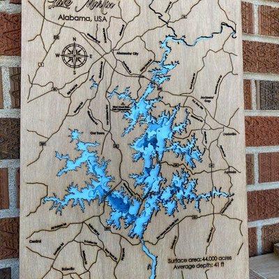 Digital File DXF, AI, SVG Custom Map Wood Bathymetric Map , Custom Wood ...