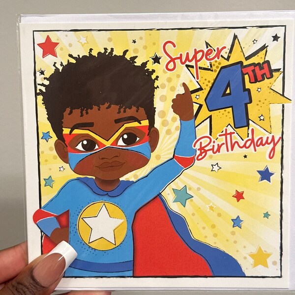 Black Boy 2nd Birthday Card | Black Toddler | Second Birthday ...