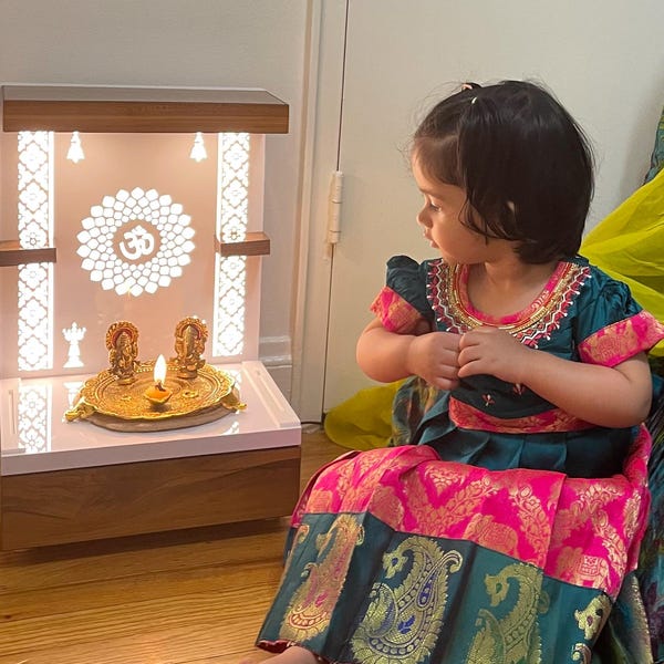 Shriji Temples Wooden Temple With LED Light for Home and Office Puja ...