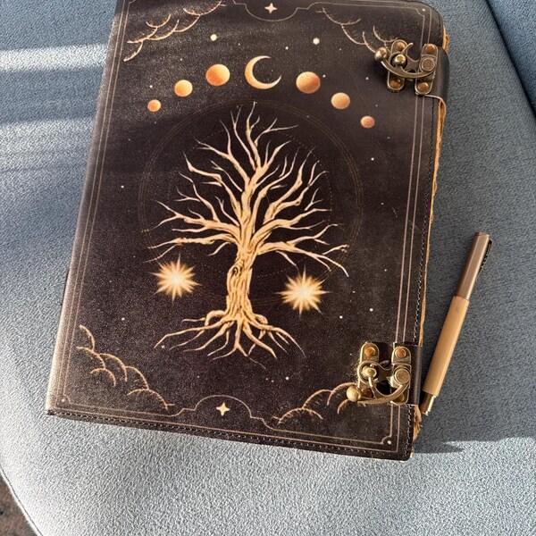 400 Page Tree of Life Handmade Leather Grimoire Journal Blank Spell ...