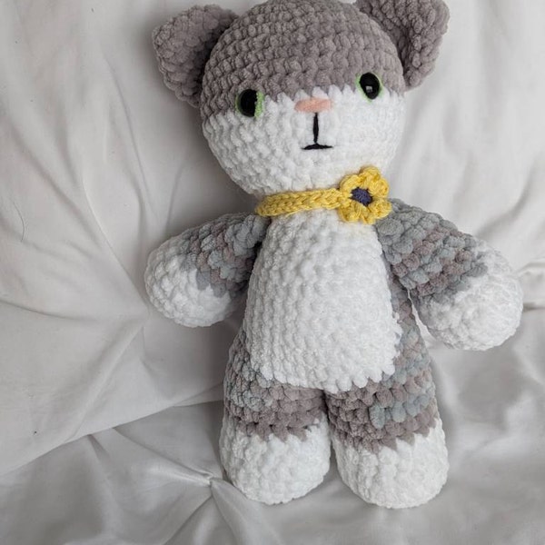 Cat Crochet Pattern With Bow Tie Beginner Friendly Low Sew Amigurumi ...